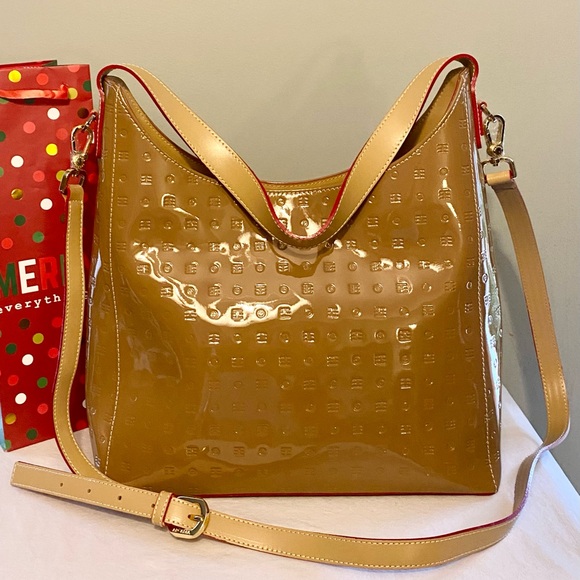 Arcadia | Bags | New Signature Italian Patent Leather Beige Arcadia ...
